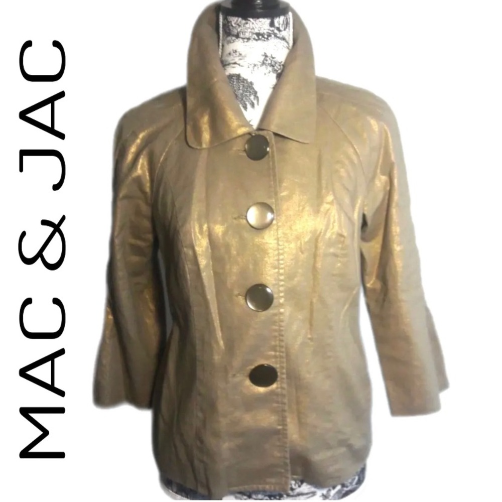 Mac & Jac Iridescent Gold Metallic Shimmer Jacket Wom… - Gem